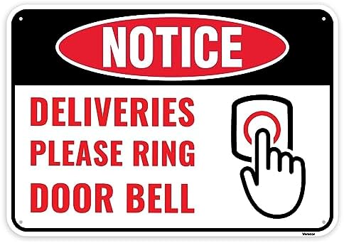 1PC Deliveries Please Ring Doorbell Sign, 10 x 7 Inches - Aluminum ...