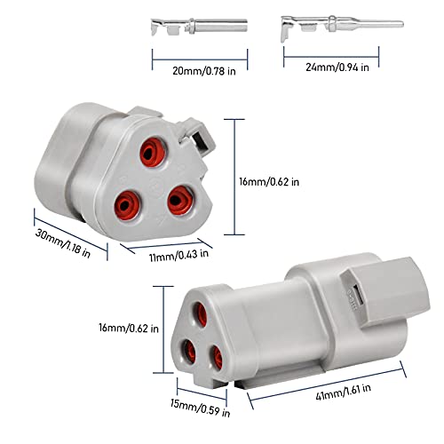 Snapklik.com : 5 Kit 3 Pin Way Deutsch DT Series Connector, 16-20 AWG ...