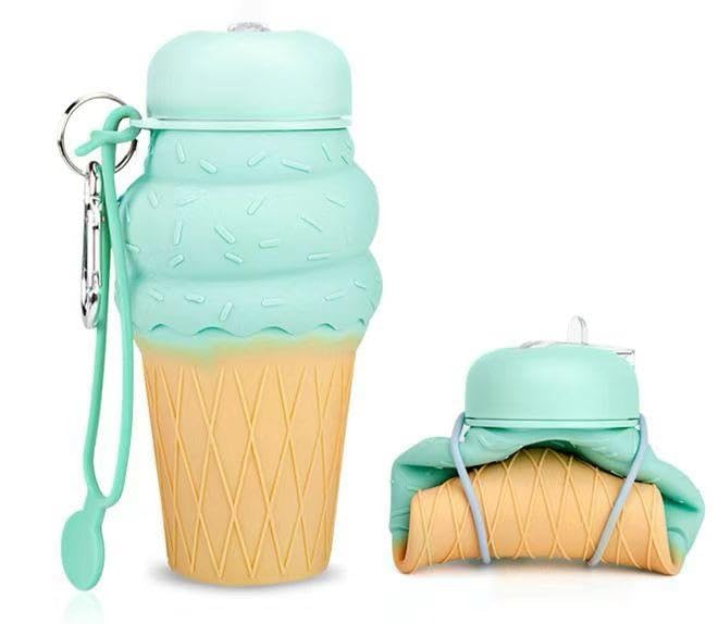 Echo Boomers Ice-cream Shape 500ml Bpa Free Silicone Fold-able Water ...