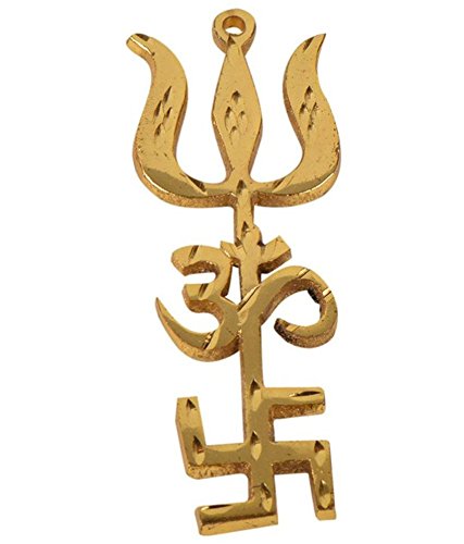 Shiv Shankar Accessories Big Tri Shakti Yantra (Swastika Om Trishul ...