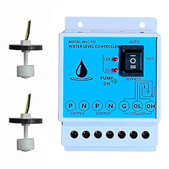 MICROTAIL Plastic Fully Automatic Water Level Controller with two magnetic float sensors, Single ...