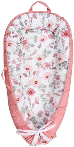 DILIMI Baby Lounger for Newborn, 100% Breathable Cotton Floral Baby ...
