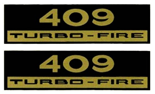 2pc SET Of CHEVROLET 409 HP TURBO-FIRE VALVE COVER DECALS - STICKER ...