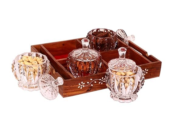 Buy AKS Royal | Dry Fruit Container Tray Set with Lid & Serving Tray ...