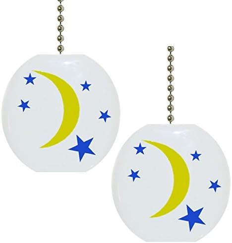 Set of 2 Celestial Moon and Stars Solid Ceramic Fan Pulls - Ceiling Fan ...