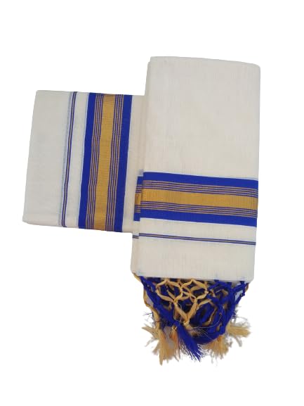 Buy Dharani Collections, Fancy Classic Kunjam Set mundu (2X2 Inch, Blue ...