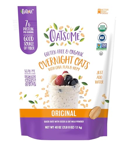 Oatsome Organic Overnight Oats with Chia, Flax, & Hemp, Gluten-Free ...