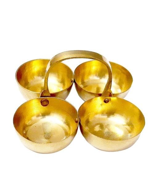 Buy Poojapaath Pure Brass Ritual Bowls, 4 Bowls for Chandan Roli Tika ...