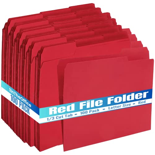 Snapklik.com : 1InTheOffice Red File Folders Letter Size 1/3 Cut