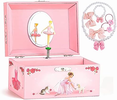 Girl's Musical Jewelry Storage Box with Spinning Ballerina Theme, Kids ...