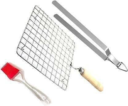 Buy Roasting Net with Steel Tong, Stainless Steel Wire Roaster Papad ...