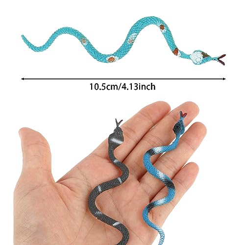 Grevosea 24 Pieces Fake Snakes, Plastic Snakes 4 Inch Rain Forest ...