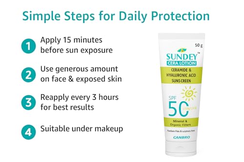 Sundey Cera Lotion SPF 50 Sunscreen with Ceramide & Hyaluronic Acid ...