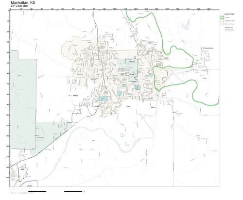 Amazon.com : ZIP Code Wall Map of Manhattan, KS ZIP Code Map Not ...