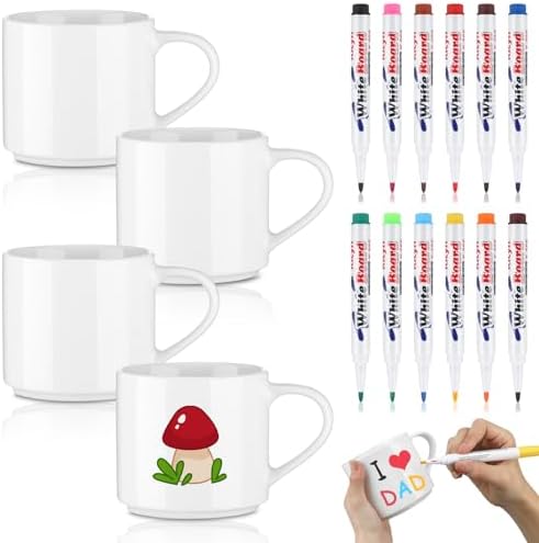 Amazon.com: Mifoci 28 Pcs Paint Your Own Mug Ceramic Mugs to Paint Mug ...