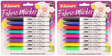 Luxor Fabric Marker, Fabric Paint Pens, Pack of 8 Multicolor Pens for ...
