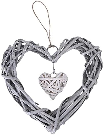 2 pcs Artificial Wicker Heart Wreath Wall Hanging Rattan Decoration ...