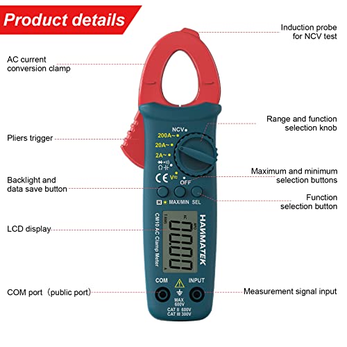 Snapklik.com : HANMATEK Digital Clamp Meter NCV Multimeter Amp Ohm Volt ...