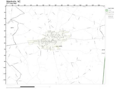 ZIP Code Wall Map of Marshville, NC ZIP Code Map Not Laminated: Amazon ...