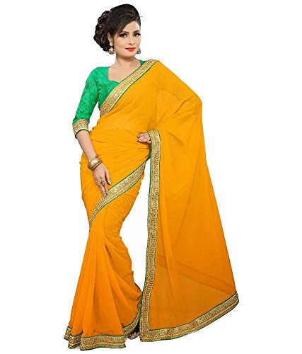 Buy Ash Clothing Chiffon Saree (Ash Clothing_55_Yellow) at Amazon.in