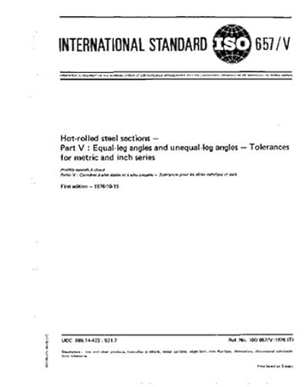 ISO 657-5:1976, Hot-rolled steel sections - Part 5: Equal-leg angles and unequal-leg angles ...