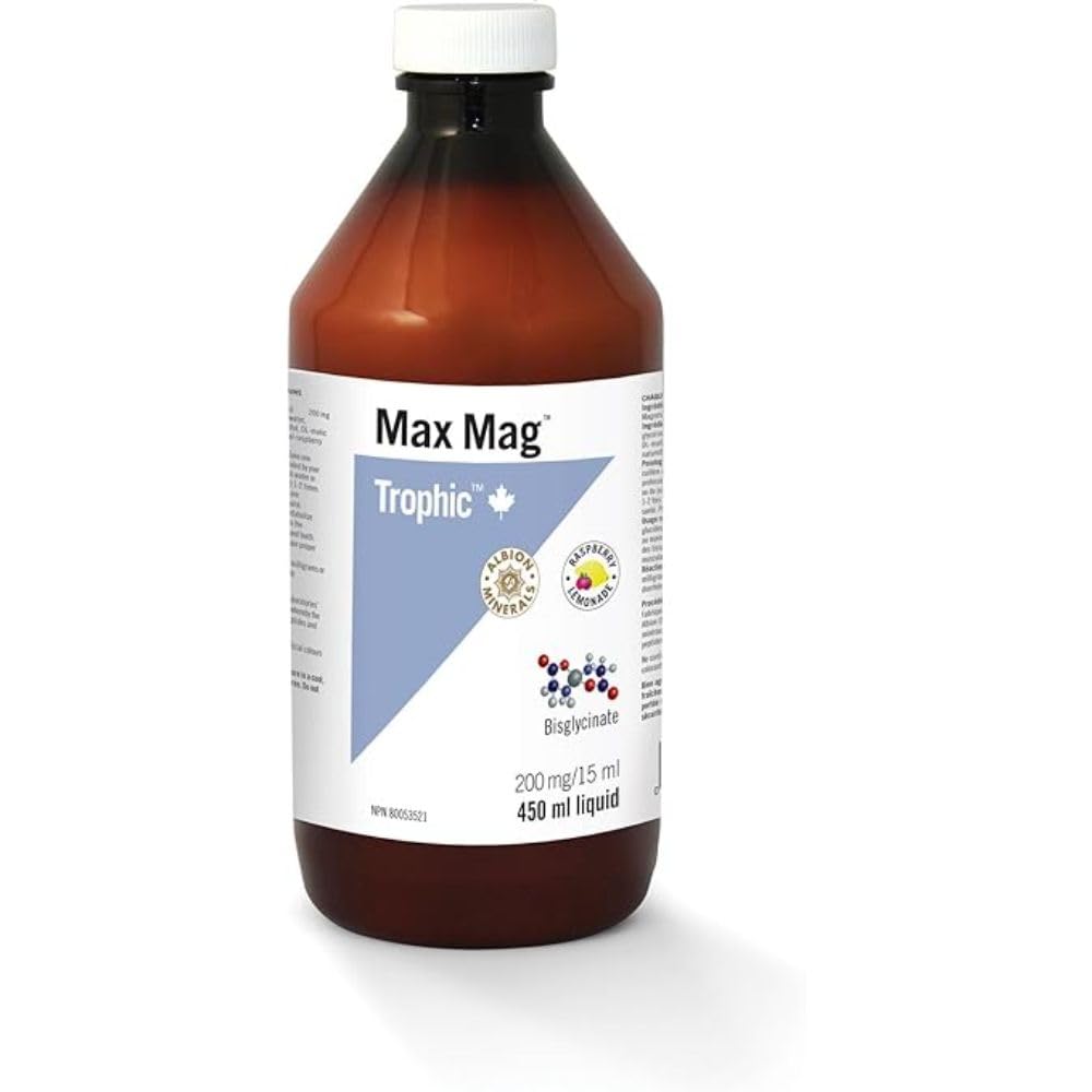 Trophic Max Mag (bisglycinate de magnésium), 450 ml, limonade framboise ...