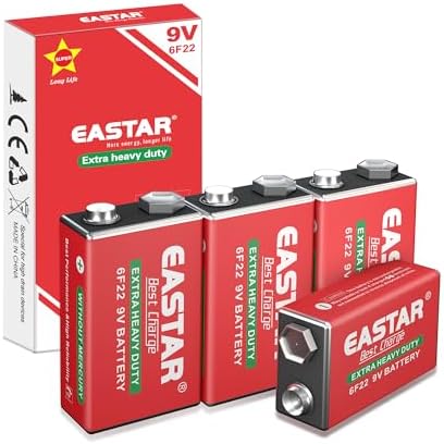 Amazon.com: EASTAR BTS 9V Batteries (4 Pack) - Carbon Zinc 9 Volt ...