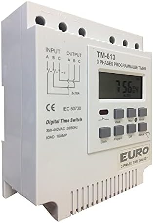 EuroControls TM613-3 phase Digital Timer - 17 on/off Programmable ...