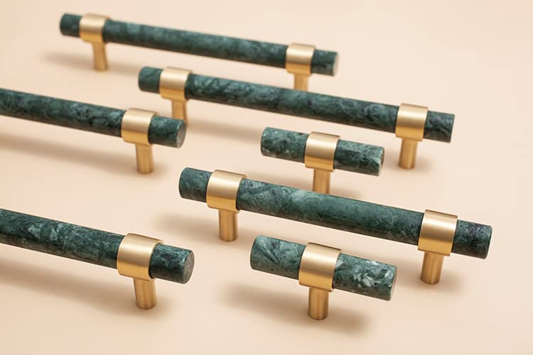 LBFEEL 3.75" White Drawer Pulls Green Stone Cabinet Pulls Handles Black ...