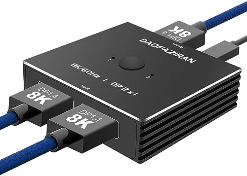 Amazon.com: Displayport Splitter, Displayport Switch DP 1.4 Switcher 2 ...