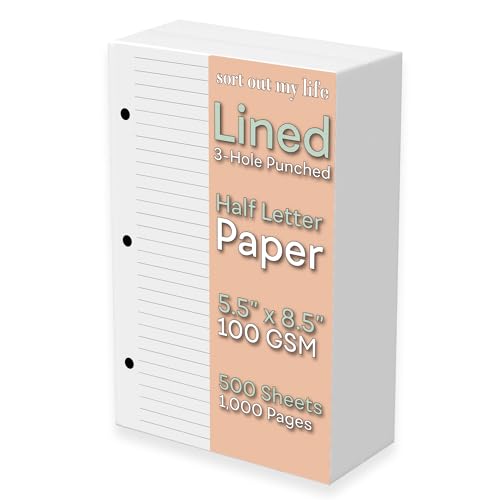 Snapklik.com : Half Letter Lined Paper, 3-Hole Punched, 500 Sheets ...
