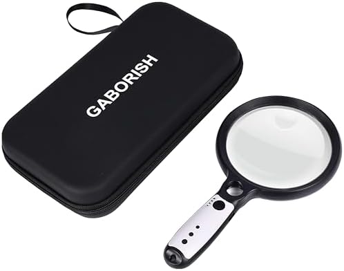 Amazon.com: Large Magnifying Glass with 37 LED Light and Case, 10X 20X ...