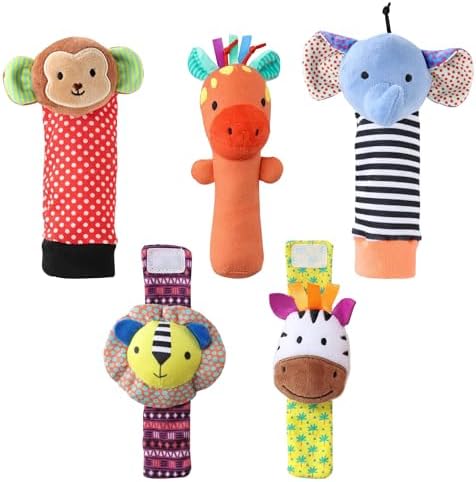 Amazon.com: The Peanutshell Sock Rattles Set of 5 - Girl Boy Rattle ...