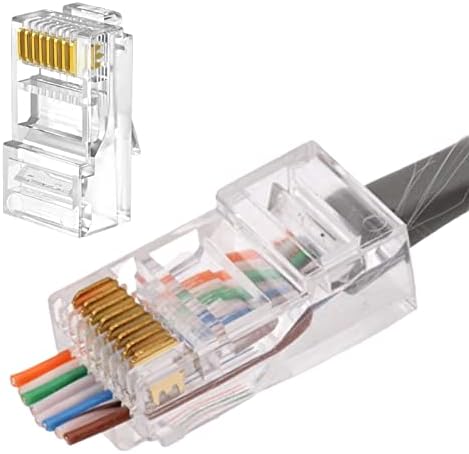 Cat6 Passthrough RJ45 Ends Connectors, 100pcs, Ethernet Cat5e Cat5 ...
