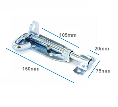 TERF® Padlock Bolt Zinc 150mm (6 inch) Pad bolt Silver For Use with ...