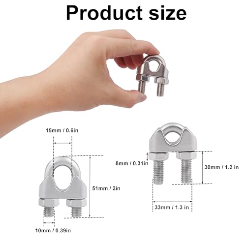 Snapklik.com : 12 PCS 1/2 Wire Rope Cable Clip Clamp, M12 304 Stainless ...