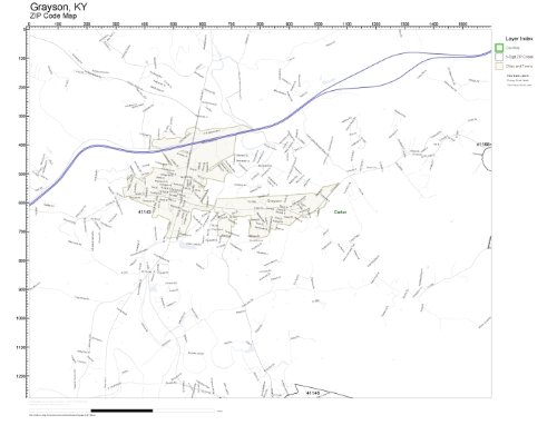 ZIP Code Wall Map of Grayson, KY ZIP Code Map Not Laminated: Amazon.com ...