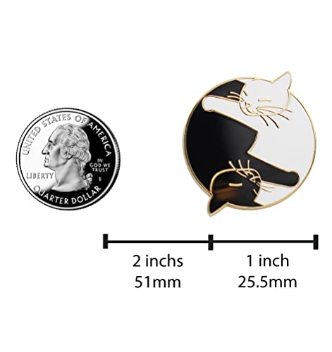 Buy REAL SIC Yin Yang Cat Pin - White & Black Cat Enamel Pin - Cute ...