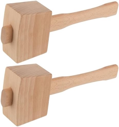 YUENPUN 2 PCS Beechwood Mallet, Woodworking Mallet for Chisels, Camping ...