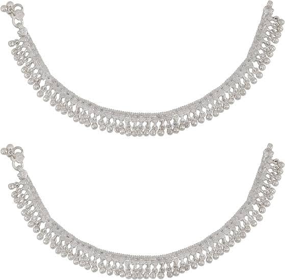 SMARNN Silver Plated Ghugaroo Payal Anklets Pajje Pajeb for Women and ...