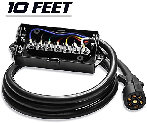 Buy I LITTON Trailer Cord with Junction Box Heavy Duty 7 Way Plug ...