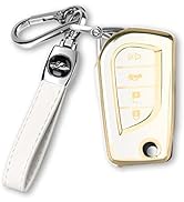 Amazon.com: MILD EAST for Toyota Key Fob Cover with Metal Key Chain ...