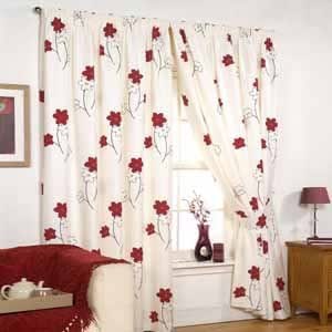 Tony's Textiles Flanders Red Curtain 90" x 72" : Amazon.co.uk: Home ...