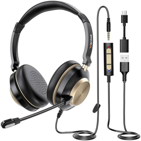 Amazon.com: Headset with Mic, USB Headset with Microphone for PC, On ...