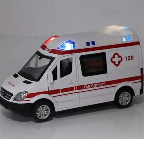 PANSHUB Mini Ambulance Car Toy with Light & Siren Sound – Pull Back ...