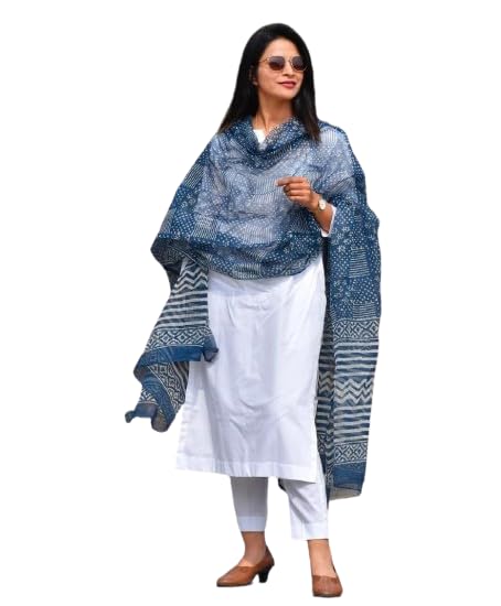 Buy B BARVI FAIL Women's Plain White Kurti Pant Dupatta Set With Rayon ...