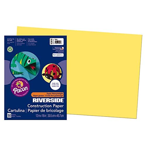 Pacon Riverside Construction Paper, 12 x 18 Inches, Yellow, 50 Sheets ...