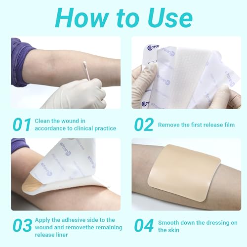 Snapklik.com : Silicone Foam Dressings Without Border 4"x4", Adhesive ...