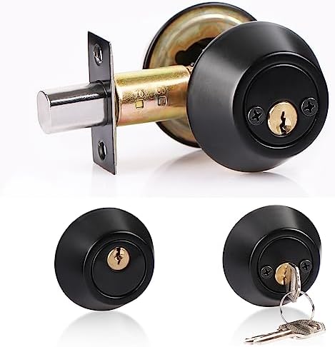 Satin Nickel Double Cylinder Deadbolt with 2 Side(Both) Keyed Round ...