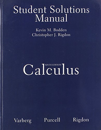 Student Solutions Manual for Calculus by Dale Varberg (2006-08-25 ...